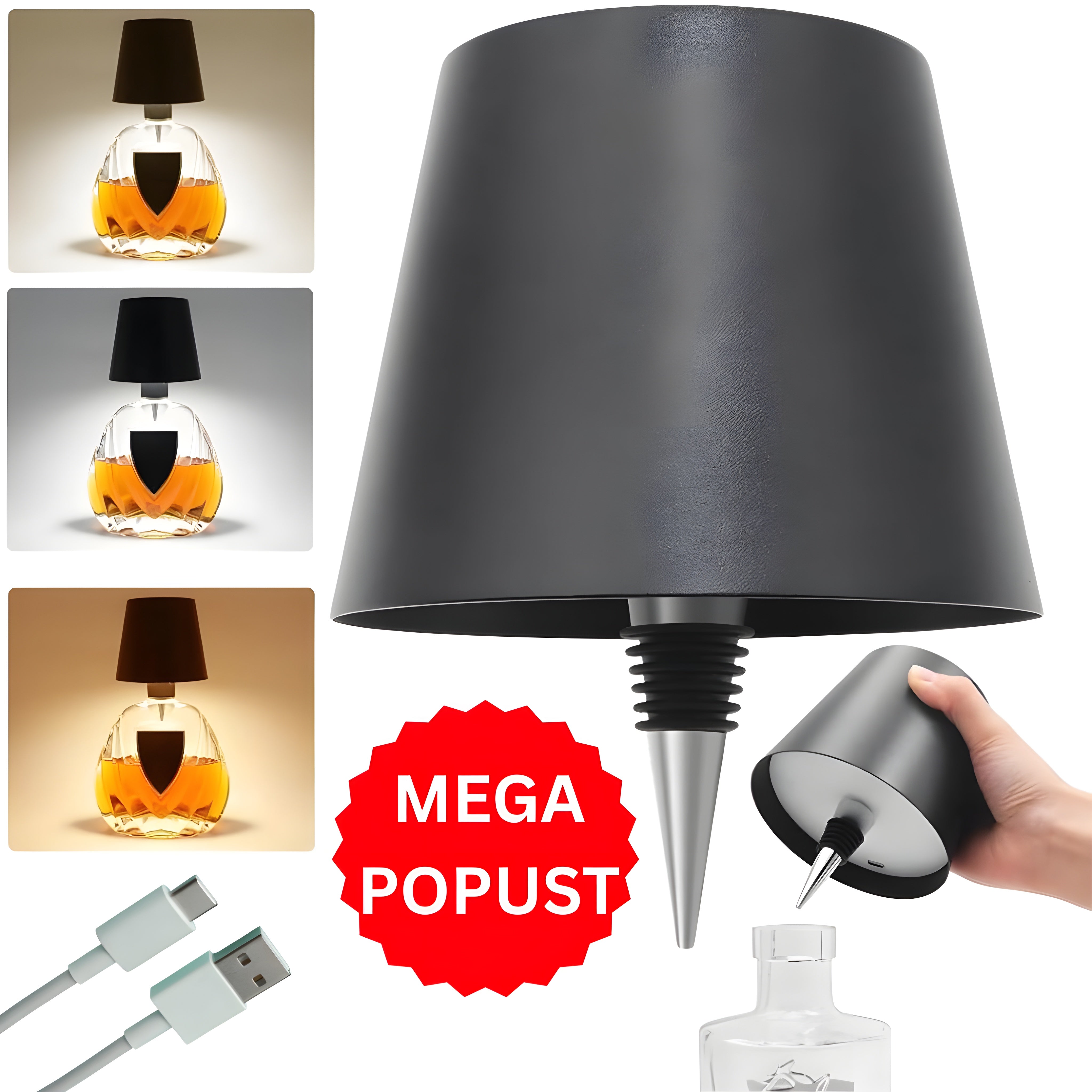 2U1 Moderna Lampa i Zatvarač za Flaše – Vesela Korpa